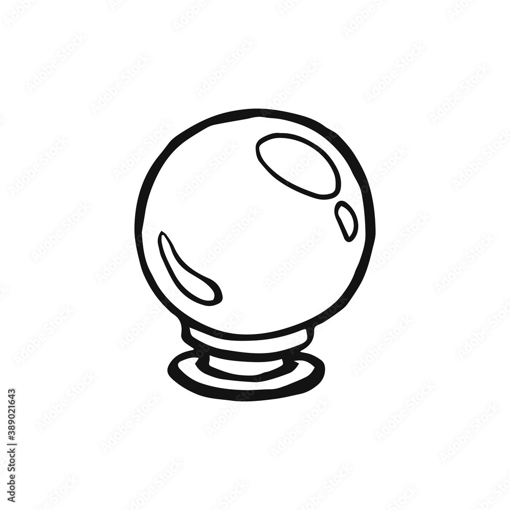 Hand drawn magic ball in vintage style. Natural crystal ink sketch ...
