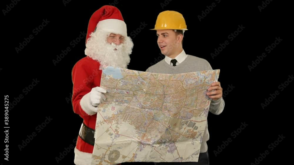 Santa Claus with a Young Architect reading a map, Luma Matte attached ...