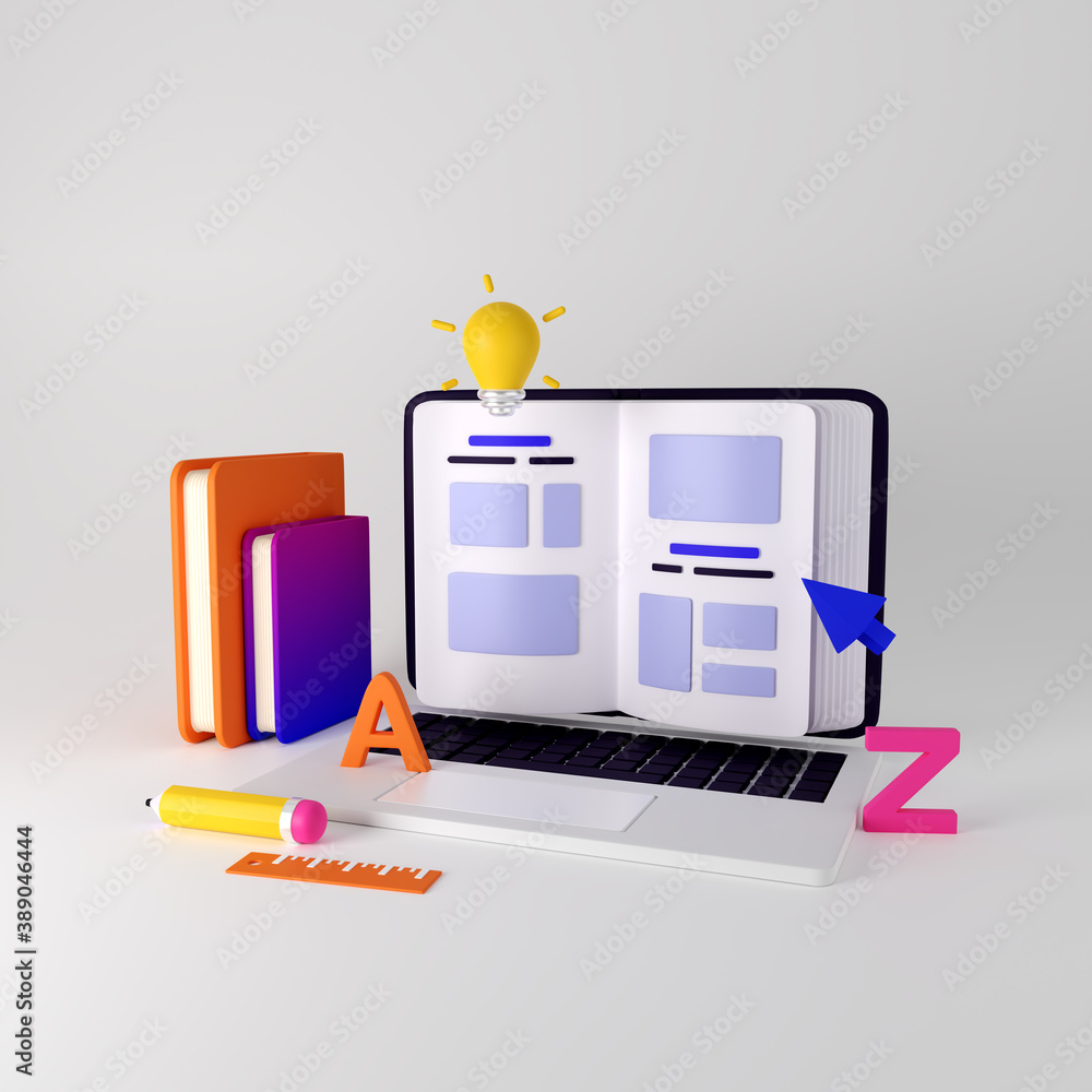 Concept for online education, home study, distance education and online ...