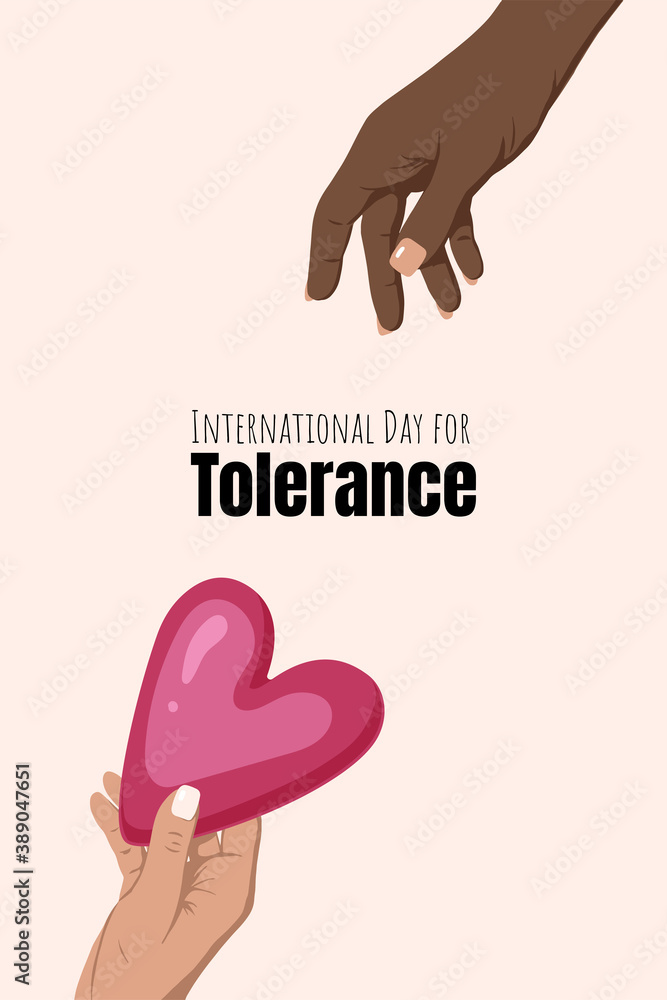 International day for tolerance card with hands holding heart Stock ...