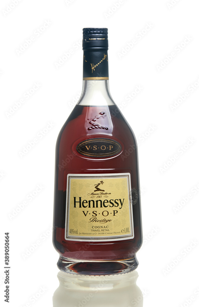 Bottle of cognac Hennessy V.S.O.P. isolated on a white background ...