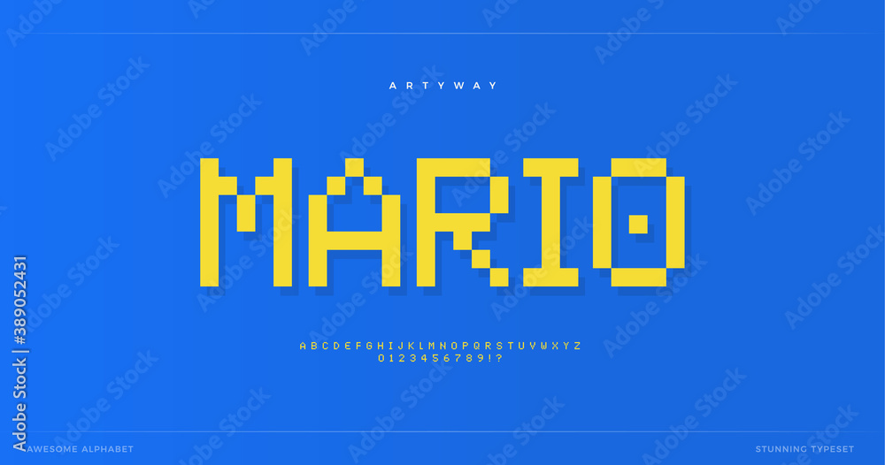 Pixel alphabet. Retro 8-bit font, type for retro video game score ...