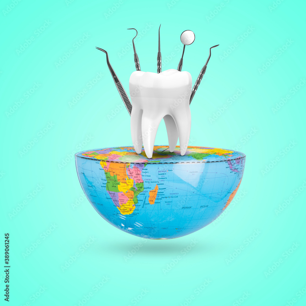 World Oral Health Day, Tools for examining teeth. Dentistry concept ...
