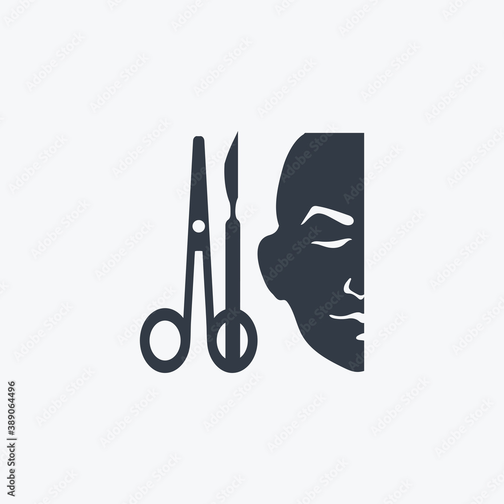 Facial plastic surgery icon isolated on clean background. Facial ...