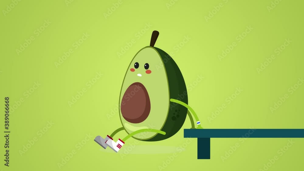 Video „Cute avocado doing reverse push up. Funny avocado cartoon ...