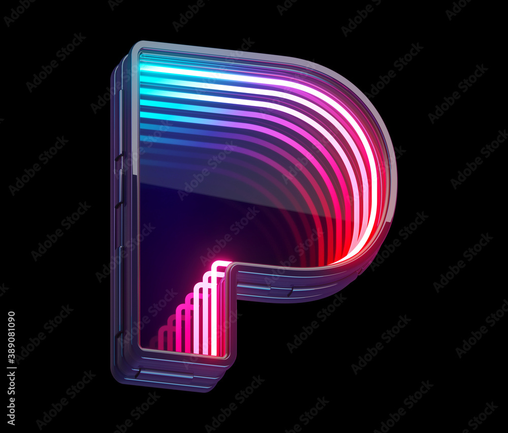 Infinity light neon font. Letter P. Stock Illustration | Adobe Stock