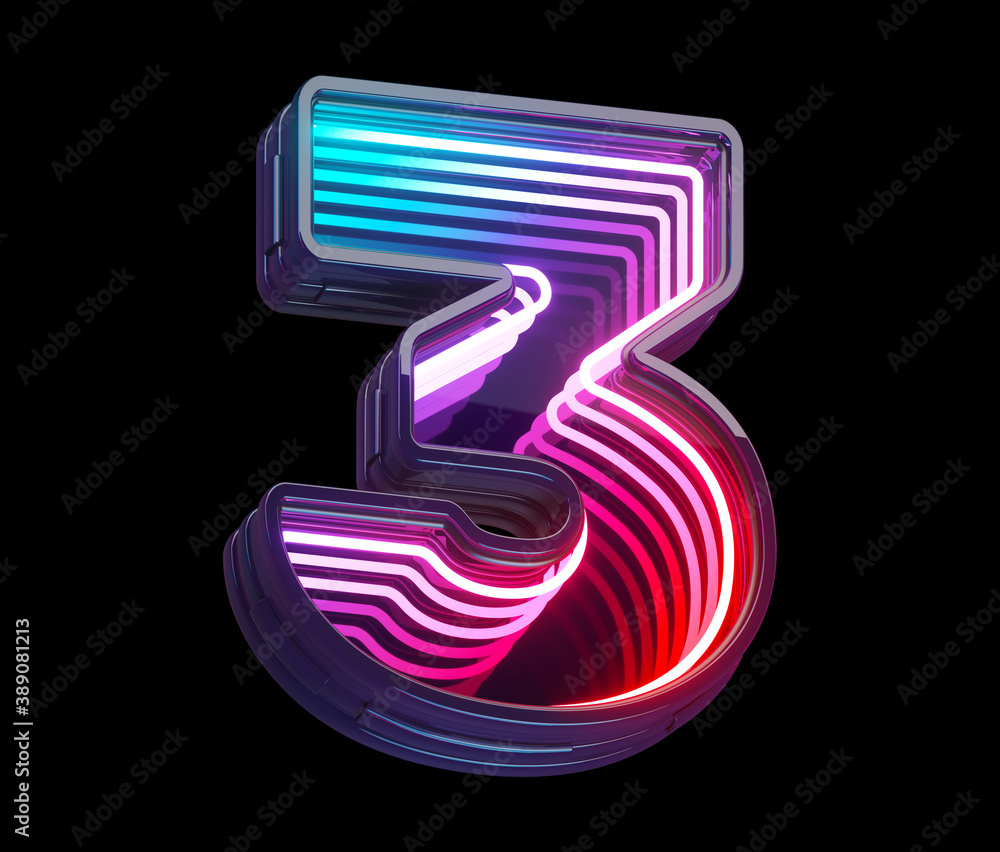 Infinity light neon font. Number 3. Stock Illustration | Adobe Stock