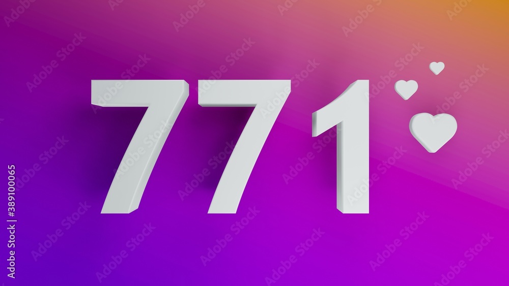 Number 771 in white on purple and orange gradient background, social ...