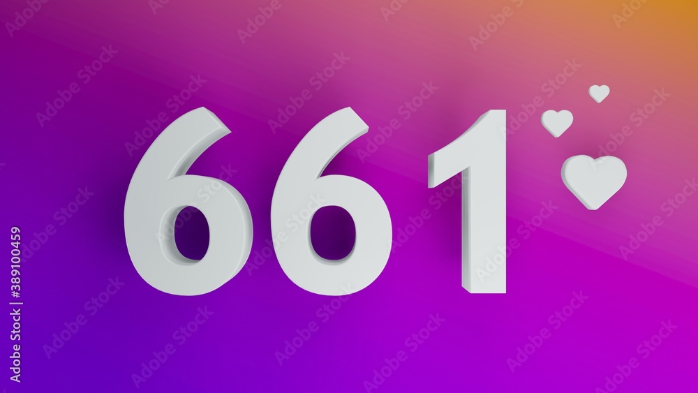 Number 661 in white on purple and orange gradient background, social ...