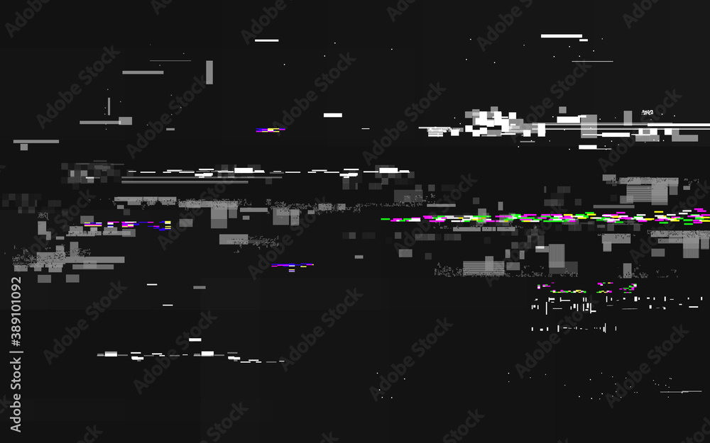 Glitch no signal. Abstract digital distortion. VHS noise backdrop with ...