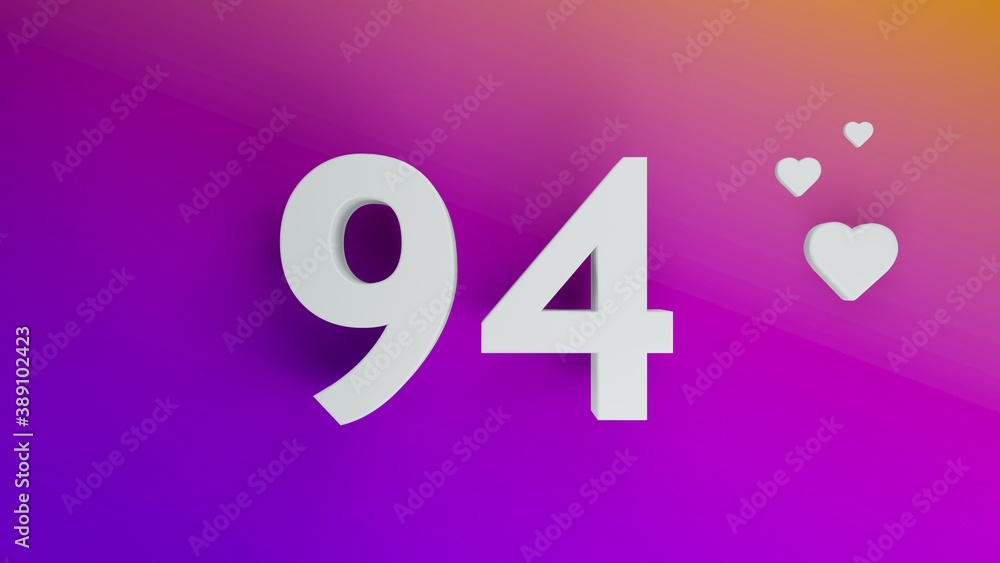 Number 94 in white on purple and orange gradient background, social ...