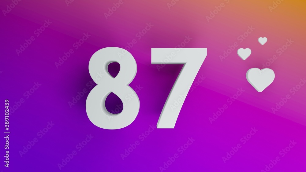 Number 87 in white on purple and orange gradient background, social ...