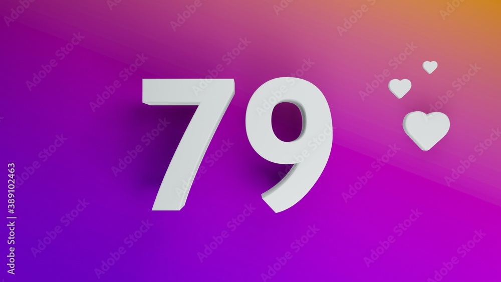 Number 79 in white on purple and orange gradient background, social ...