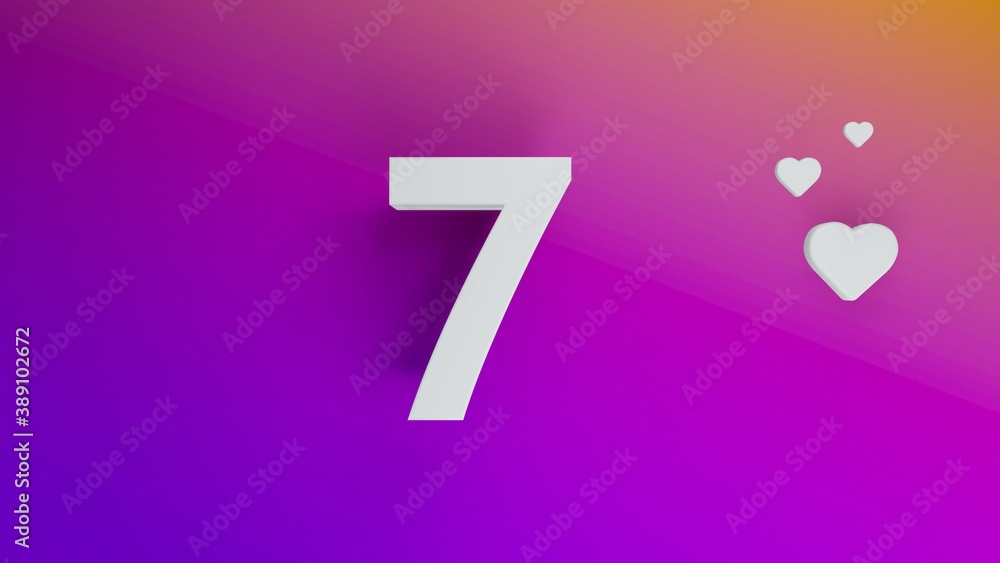 Number 7 in white on purple and orange gradient background, social ...