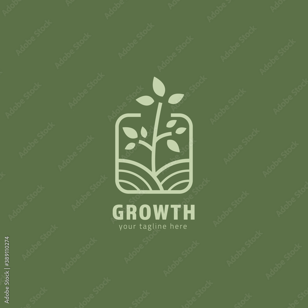 Rising nature growth out of frame boundary limit logo symbol green ...
