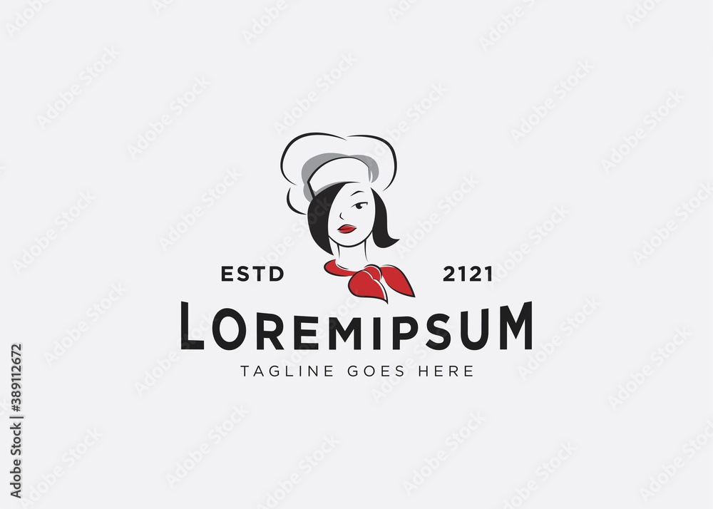 Mom's cooking logo. illustration of mother with a fork and spoon ...