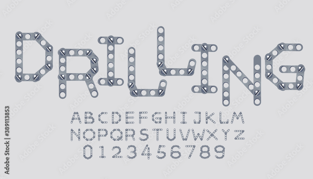 Poster Connecting plates with screw holes. Cartoon style font. – Wall ...