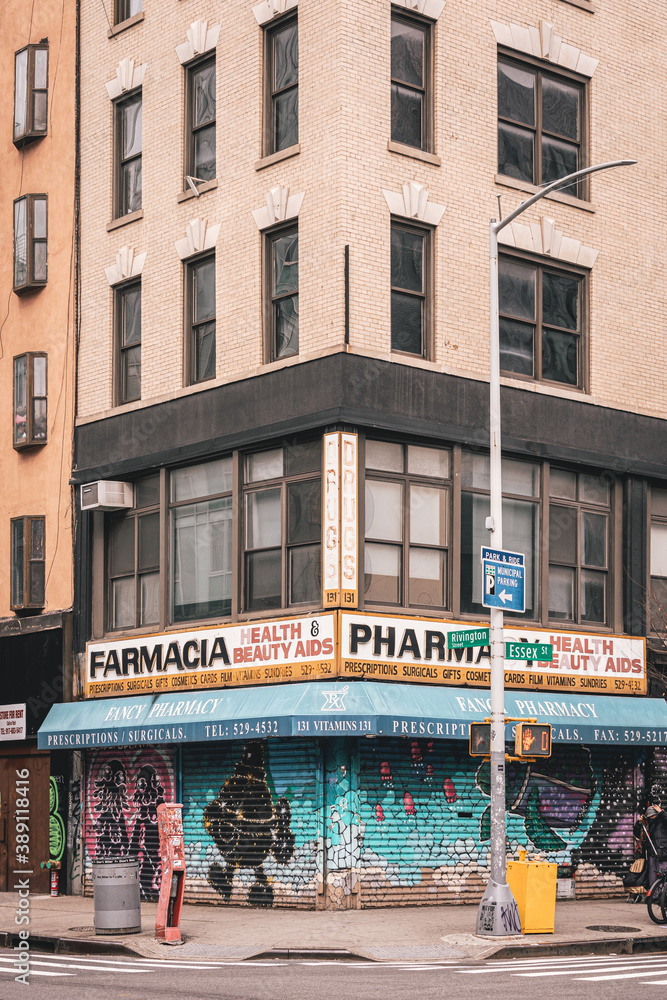 Pharmacy in the Lower East Side, Manhattan, New York City Stock Photo ...
