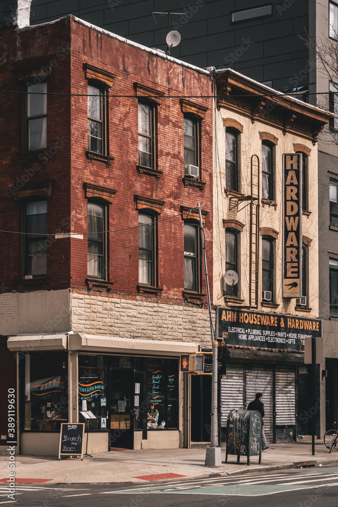 Hardware store sign on Grand Street, in Williamsburg, Brooklyn, New ...