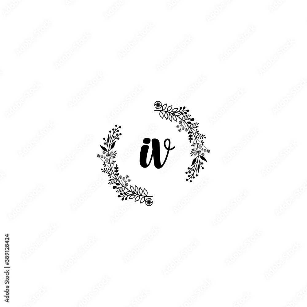 Initial IV Handwriting, Wedding Monogram Logo Design, Modern ...