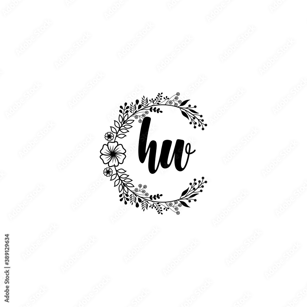 Initial HW Handwriting, Wedding Monogram Logo Design, Modern ...