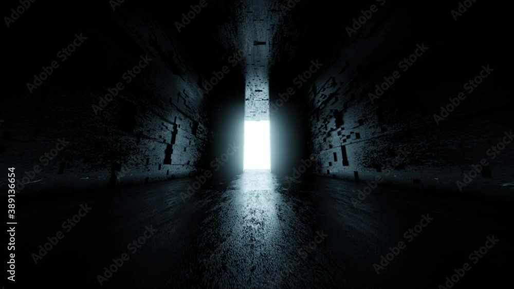 Architecture visualisation of opening gate, alien industrial building ...