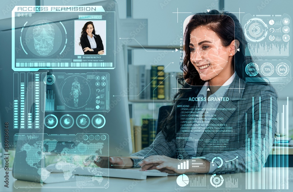 Facial recognition technology scan and detect people face for ...