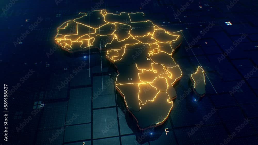 Africa map Digital background Loop 4k Stock Video | Adobe Stock