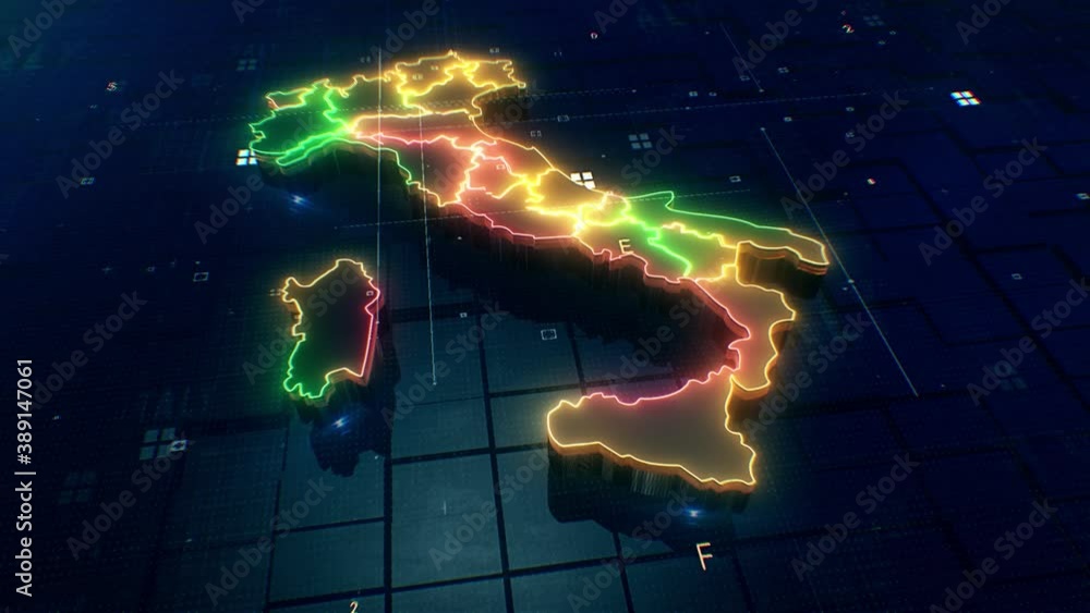 Italy map Digital background Loop 4k Stock Video | Adobe Stock