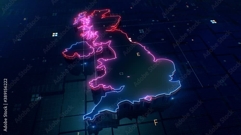 United kingdom map Digital background Loop 4k Stock 비디오 | Adobe Stock