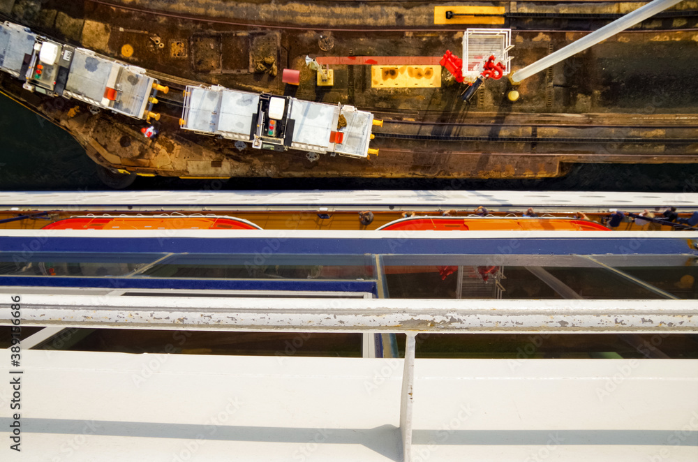 Almost no space between modern cruiseship or cruise ship liner and ...