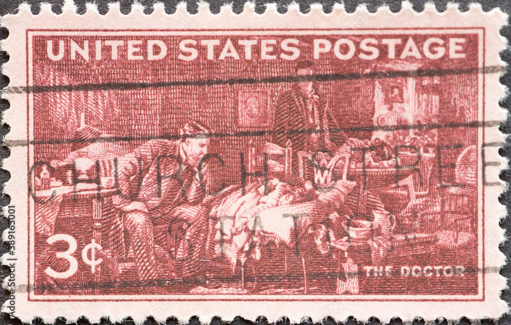 USA - Circa 1947: a postage stamp printed in the US showing the doctors ...