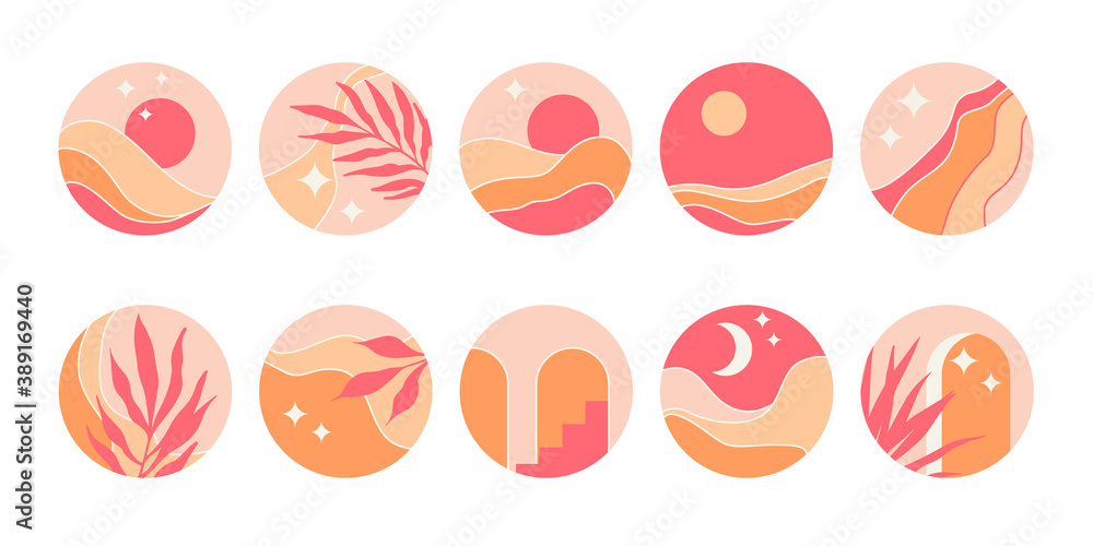 Set of abstract round icons for highlight covers. Backgrounds for ...