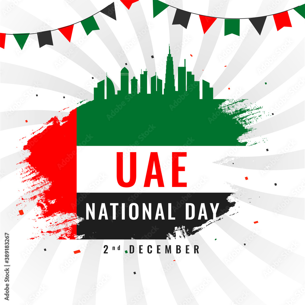 2nd December National Day Poster Design With UAE Flag Brush Effect ...