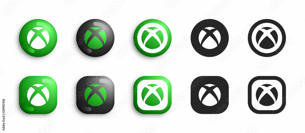 Microsoft XBox Video Game Console Modern 3D And Flat Icons Set Vector ...