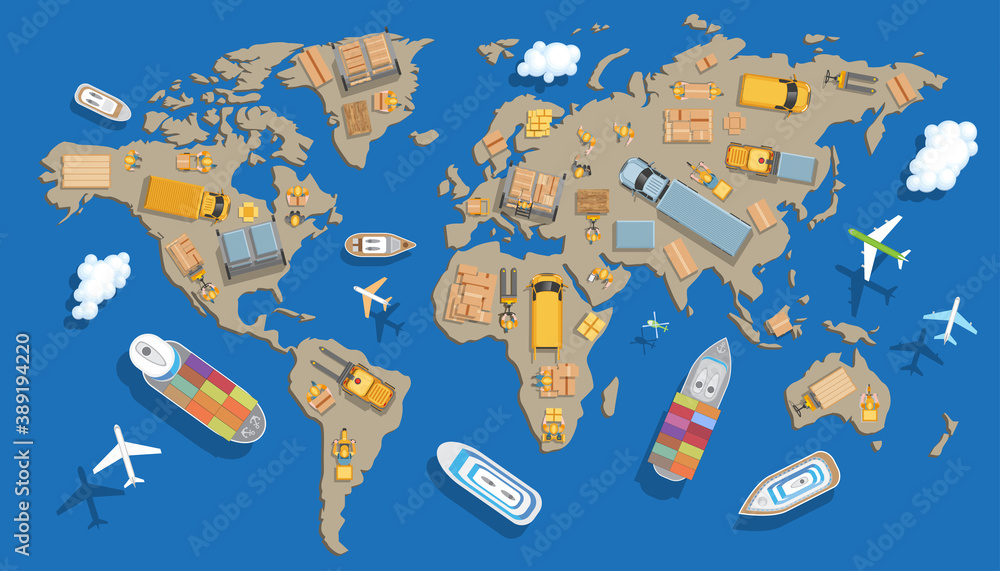 Global Logistic, shipping and service worldwide delivery world map ...