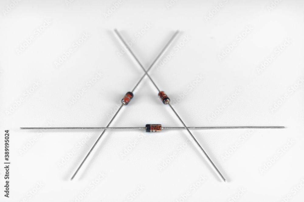 Resistor and diode isolated on white background Stock Photo | Adobe Stock