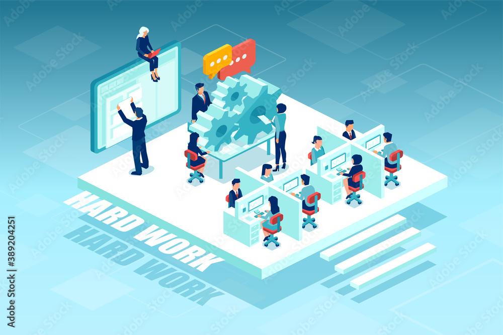 Vector of business people, employee in siting in suits working in the ...