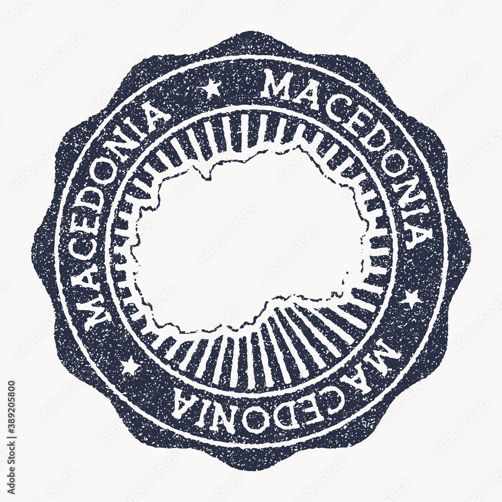 Macedonia stamp. Travel rubber stamp with the name and map of country ...