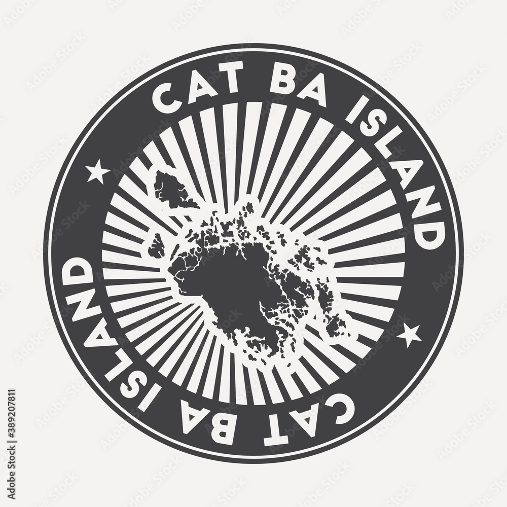 Cat Ba Island round logo. Vintage travel badge with the circular name ...
