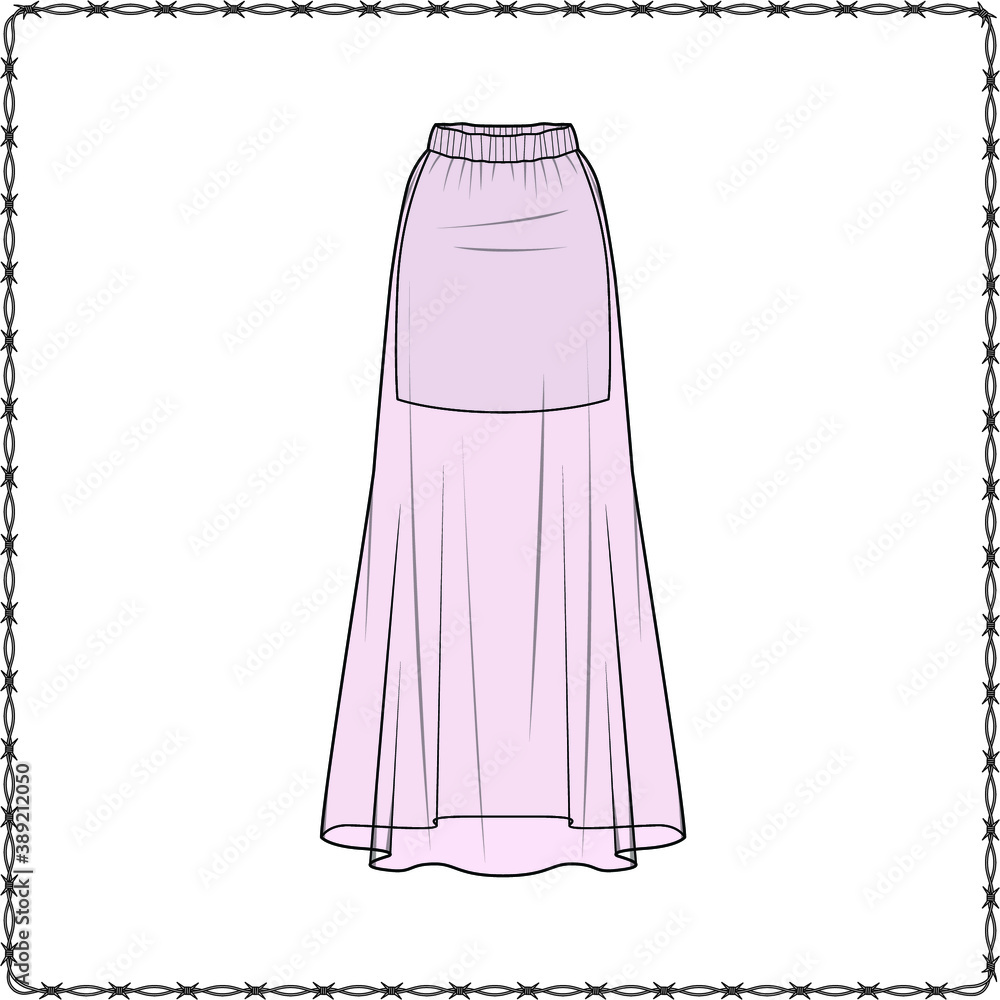 skirts dress editable fashion flat sketch for creating new designs ...