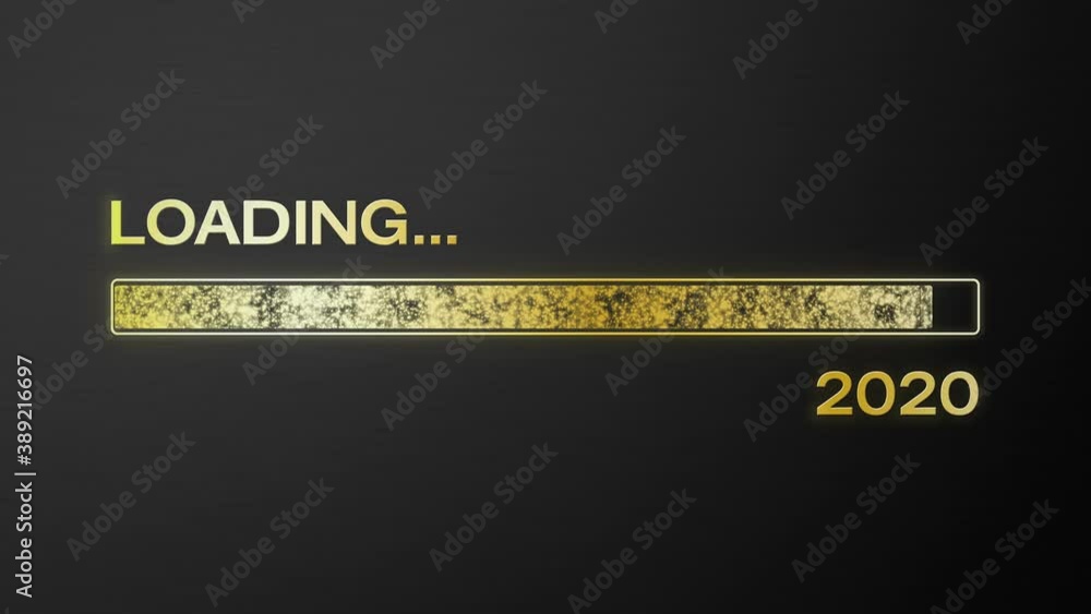 video animation of loading bar in gold with the message loading 2021 ...