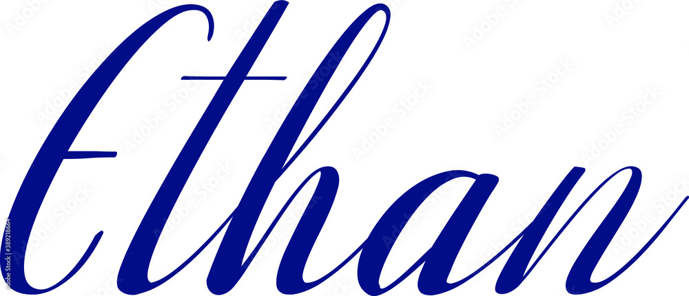 Ethan-Male Name Cursive Calligraphy Blue Color Text on Light Grey ...
