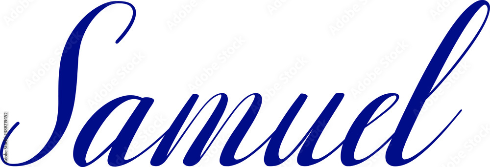 Samuel-Male Name Cursive Calligraphy Blue Color Text on Light Grey ...