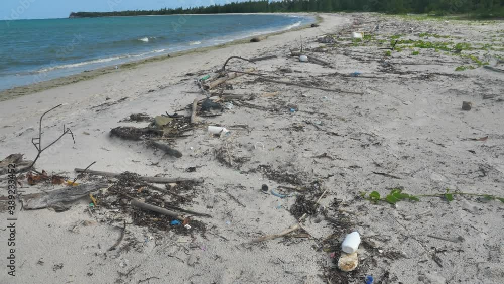 Plastic Bottles and Other Garbage Pollution Washed Up On Beach ...