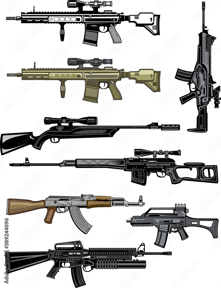 Modern Guns: automatic weapon, machine gun and Modern sniper rifles ...