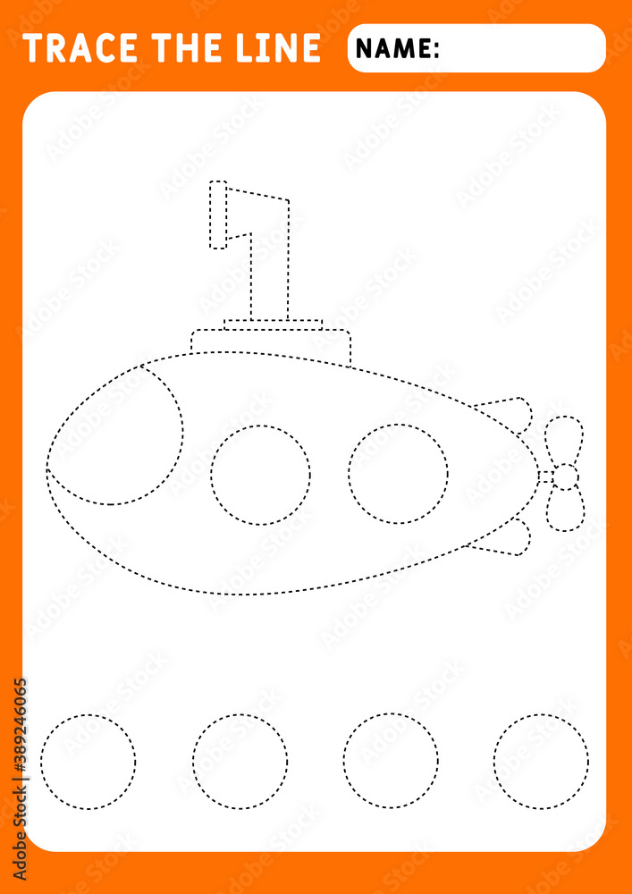 Funny little submarine. Educational children game. Preschool worksheet ...
