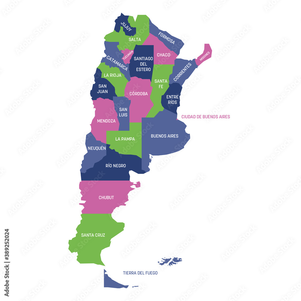 Argentina - map of provinces Stock Vector | Adobe Stock