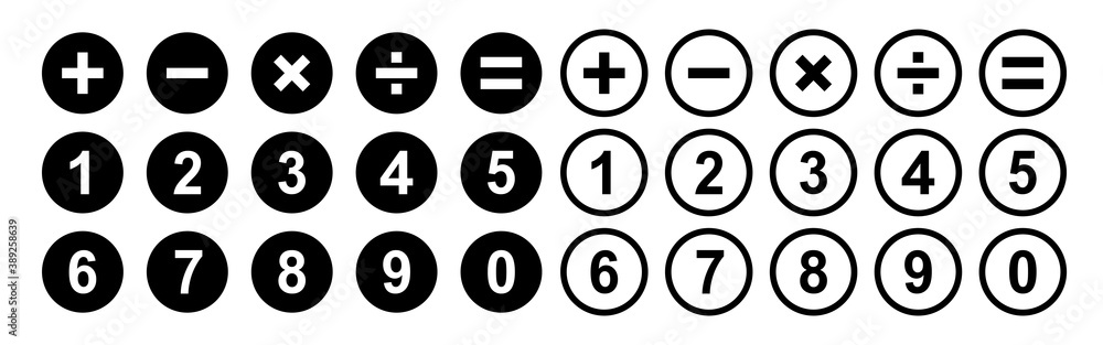 Calculator buttons isolated on white background. Numbers and ...