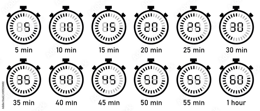 Countdown Timer with digital display. Clock, Stopwatch, digital timers ...